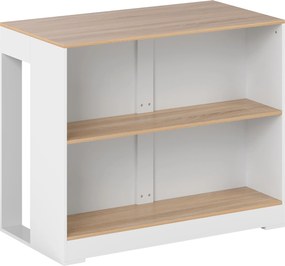 HOMCOM barový stůl, 3úrovňový vysoký stůl se 2 otevřenými přihrádkami, deska v designu přírodního dřeva 113 x 60 x 90 cm bílá