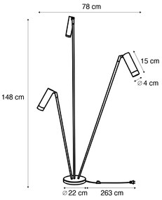 Moderní stojací lampa béžová 3-světla GU10 35mm - Thomas