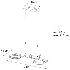 Moderní závěsné svítidlo černé vč. LED 3-stupňové stmívatelné 3-světlo - Vivé