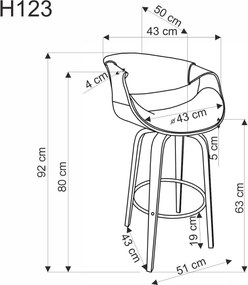 Barová židle H123 eko kůže černá/ořech
