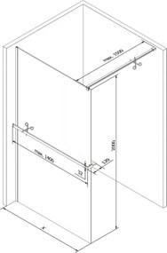 Mexen Kioto+, sprchová zástěna Walk-In s poličkou a věšákem 105 x 200 cm, 8mm čiré sklo, broušená ocel profil, 800-105-121-97-00