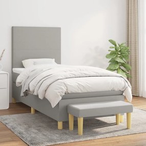 Box spring postel s matrací světle šedý 100 x 200 cm textil 3136973