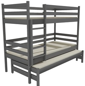Patrová postel s výsuvnou přistýlkou PPV 015 90 x 200 cm - šedá