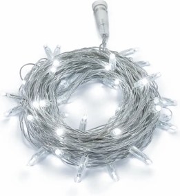 LED tekoucí světlo, 4 m, ledově bílá, 64 diod, čirý kabel, IP44, 24V