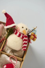Ib Laursen Plstěná ozdoba Snowman, červená barva, textil
