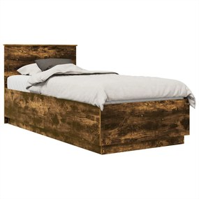 Rám postele s čelo Kouřový dub 70 x 190 cm Kompozitní dřevo 3408219