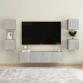 6dílný set TV skříněk betonově šedý kompozitní dřevo 3079080