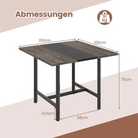 Costway Čtvercový konferenční stůl s kovovým rámem
