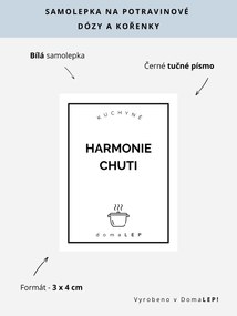 Samolepka na kořenky HARMONIE CHUTI bílá 3 × 4 cm tučné písmo