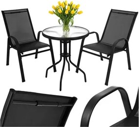 Balkonový set stůl + 2 židle černý Gardlov 27568