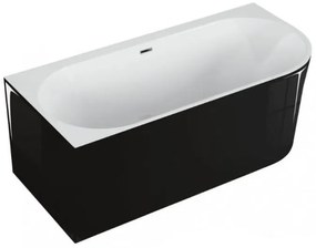 Polimat Sola 160x75 volně stojící akrylátová vana, černý lesk Délka vany: 160cm, Orientace: Pravá
