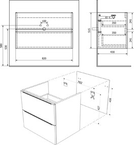 Sapho Sapho, FILENA umyvadlová skříňka 82x51,5x43cm, bílá mat, FID1285W
