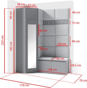 Eka Předsíňová stěna s čalouněnými panely Trinity 37 - Bílá / Černá 2316