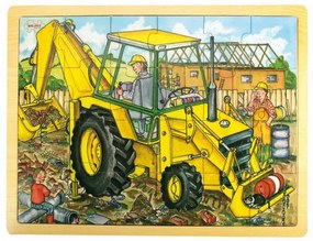 Bigjigs Toys Dřevěné puzzle bagr 24 dílků
