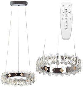 Toolight, LED závěsné svítidlo s křišťály APP1041-CP + dálkové ovládání, chromová, OSW-09472