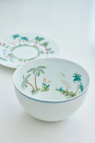 Pip Studio Jolie flowers dots gold miska ∅15cm, bílá