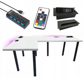 Psací Stůl Roh. Top Bílý 180x120x3,6 Model 3