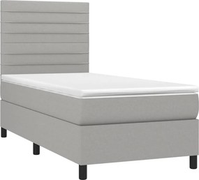 Box spring postel s matrací světle šedá 90x200 cm textil 3141825