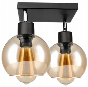 BERGE Skleněná LED stropní lampa 2xE27 - jantarová barva