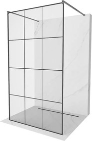 Mexen Kioto, sprchová zástěna Walk-In 110 x 200 cm, 8mm čiré sklo černý vzor, ​​grafitový profil, 800-110-002-95-77