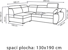Sedací souprava BASTON | 188x260 cm | rozkládací + úložný prostor | VÝBĚR TKANIN