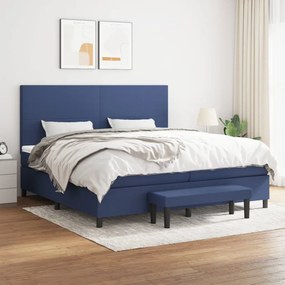 Box spring postel s matrací modrá 200x200 cm textil 3136467