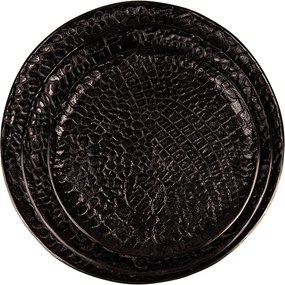 3ks černý kovový dekorativní podnos/ tác - Ø 40*2 / Ø 35*2 / Ø 29*2 cm