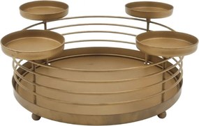 Kovový adventní svícen GOLDEN ADVENT 32 cm, zlatý