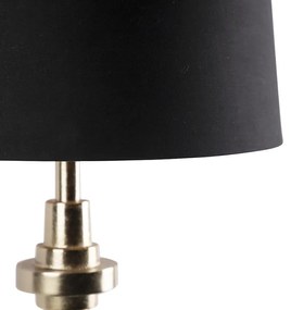 Stolní lampa ve stylu art deco černá s odstínem bavlny černá 45 cm - Diverso