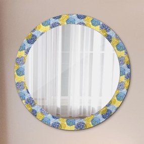 Kulaté dekorativní zrcadlo na zeď Modré květy fi 80 cm