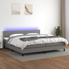 Box spring postel s matrací a LED tmavě šedá 200x200 cm textil 3133102