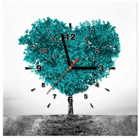Gario Obraz s hodinami Tyrkysový strom lásky Rozměry: 40 x 40 cm