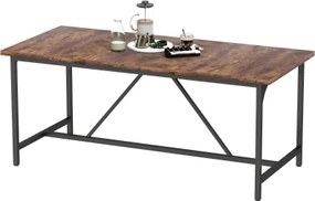 HOMCOM obdélníkový jídelní stůl pro 6-8 osob v industriálním stylu s kovovými nohami 180x80x75,5 cm Rustikálně hnědá