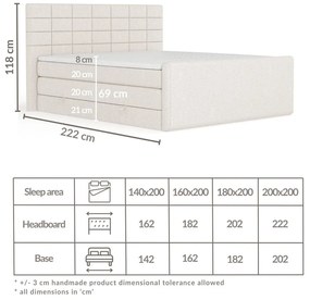 Béžová boxspring postel s úložným prostorem 140x200 cm Ava – Maison de Rêve
