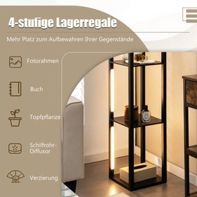 Costway Stojací lampa Moderní osvětlená úložná police – 29 × 29 × 163 cm, černý