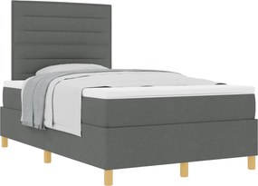 Postel s boxspringem s čelo Tmavě šedá 120 x 190 cm textil 3339526