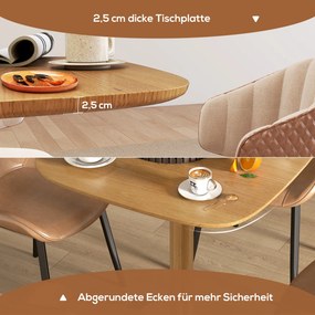 HOMCOM Jídelní stůl pro 4 osoby moderní styl, kuchyňský stůl s dřevěným povrchem, 70 x 70 cm, přírodní dřevo