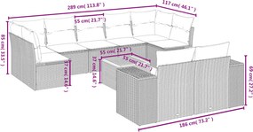 10dílná zahradní sedací souprava s poduškami černá polyratan 3257925
