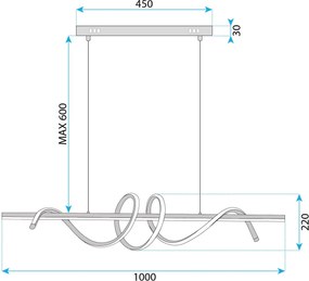 Toolight Toolight, LED závěsné svítidlo 100cm, 70W, 4500lm, G065-CP, zlatá, OSW-08698