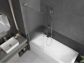 Mexen Next L, 1-křídlová vanová zástěna 70 x 150 cm, 6mm sklo s žebrovým vzorem, 6mm čiré sklo, profil broušená ocel, 895-070-000-03-09-97