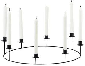 House Doctor, Kovový svícen na 8 svíček Ring Black, 50 cm | černá