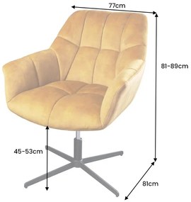 Designové otočné křeslo Vallerina hořčičný samet