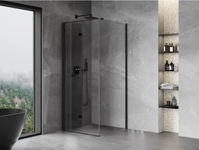 Mexen Mist-F T, 1-křídlý ​​skládací sprchový kout levý 85 x 85 cm, čiré sklo, černý profil, 8A6T-085-085-70-00-L