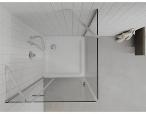 Mexen Roma sprchový kout s otočnými dveřmi 100 x 100 cm, Průhledné, Chromovaná + sprchová vanička Flat - 854-100-100-01-00-4010