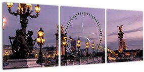 Obraz - Most Alexandra III. v Paříži (s hodinami) (90x30 cm)