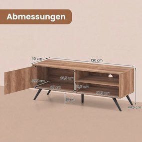 Costway TV skříňka TV se skříňkou a 2 otevřené přihrádky TV – 120 × 40 × 44,5 cm