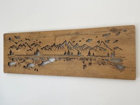 Li-Go "Jezero" světelný obraz s baterií 120x40cm varianta: ovládání na obraze bez dálkového ovladače, provedení: dub světlý