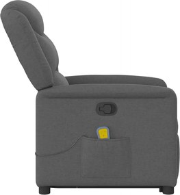 Zvedací masážní polohovací křeslo tmavě šedé textil 3303205