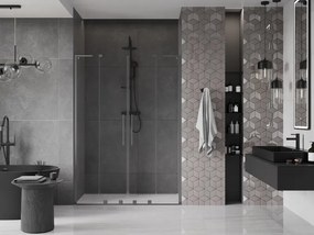 Mexen Velar L Duo, posuvné sprchové dveře do otvoru 160 cm, 8mm čiré sklo, grafit broušený, 871-160-003-02-66