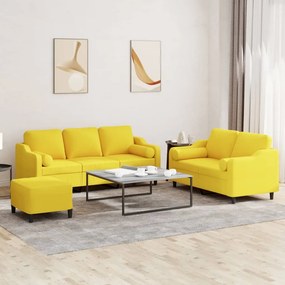 3dílná sedací souprava s polštáři světle žlutá textil 3201863